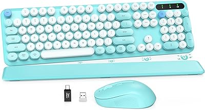 Wireless Keyboard and Mouse Backlit - Typewriter Keyboard with Retro ...