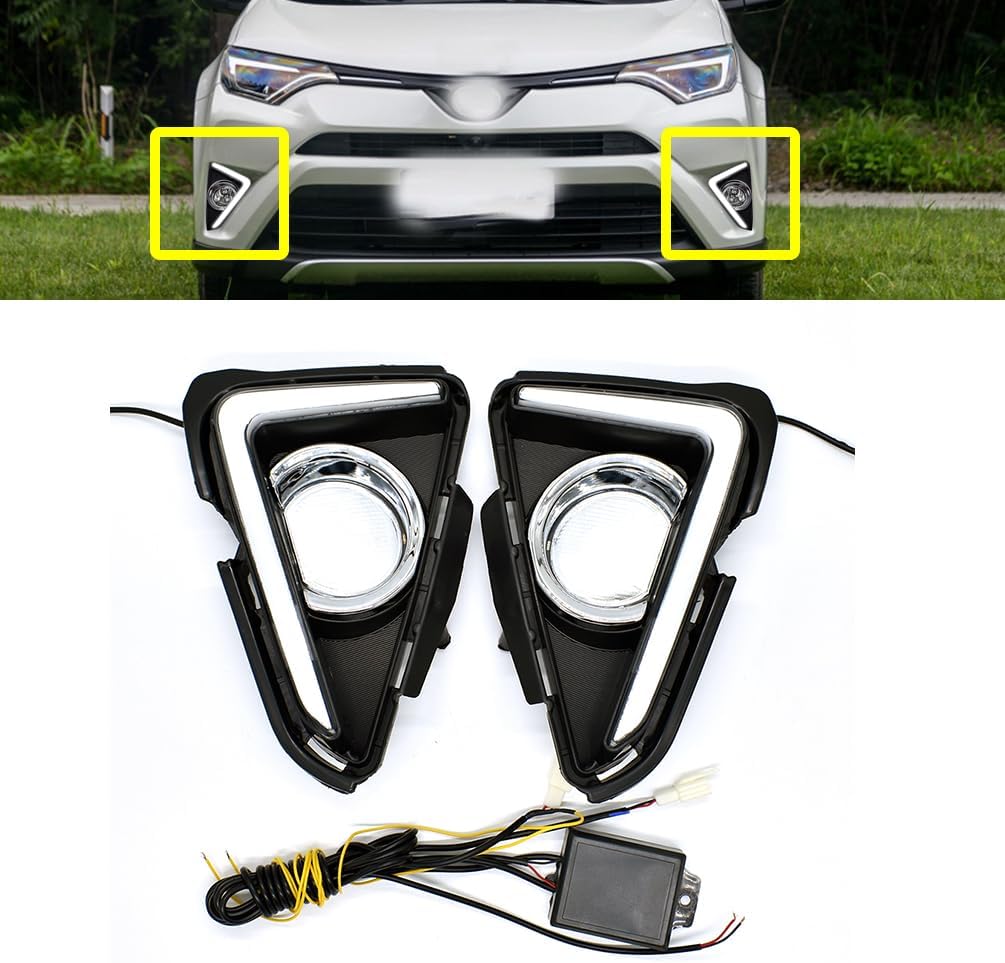 Amazon.com: KITOCARTOP LED DRL with Amber Turn Signal Light Fit for 2016 2017 2018 Toyota RAV4 ...