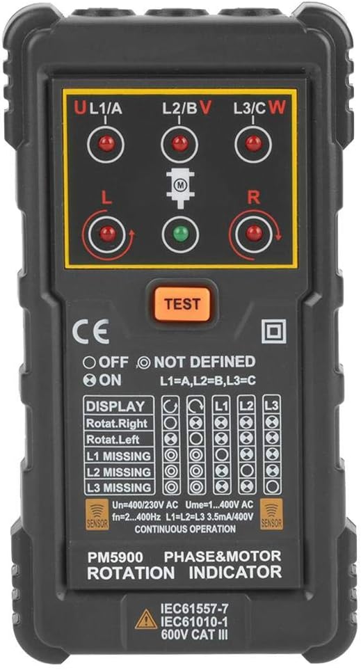 Three Phase Motor Rotation Indicator, PM5900 400V AC Portable Sequence ...