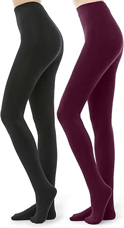 G&Y Lot de 2 paires de collants d’hiver doublés en polaire pour femme ...