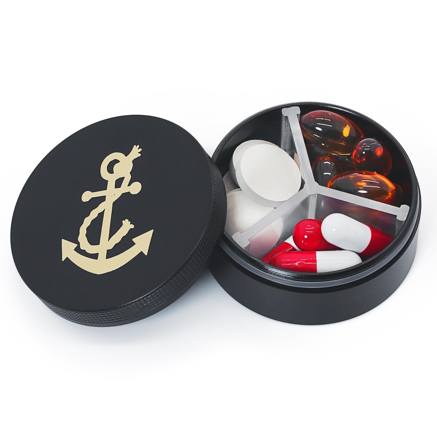 Amazon.com: Small Pill Case 3 Compartments, Metal Round Portable Pill ...