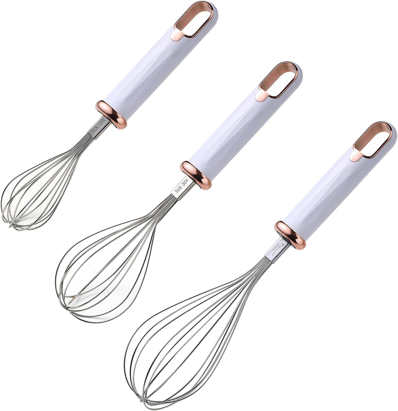 Amazon.com: Cokshy 304 Stainless Steel Wire Whisk Set, Set of 3 Sizes ...