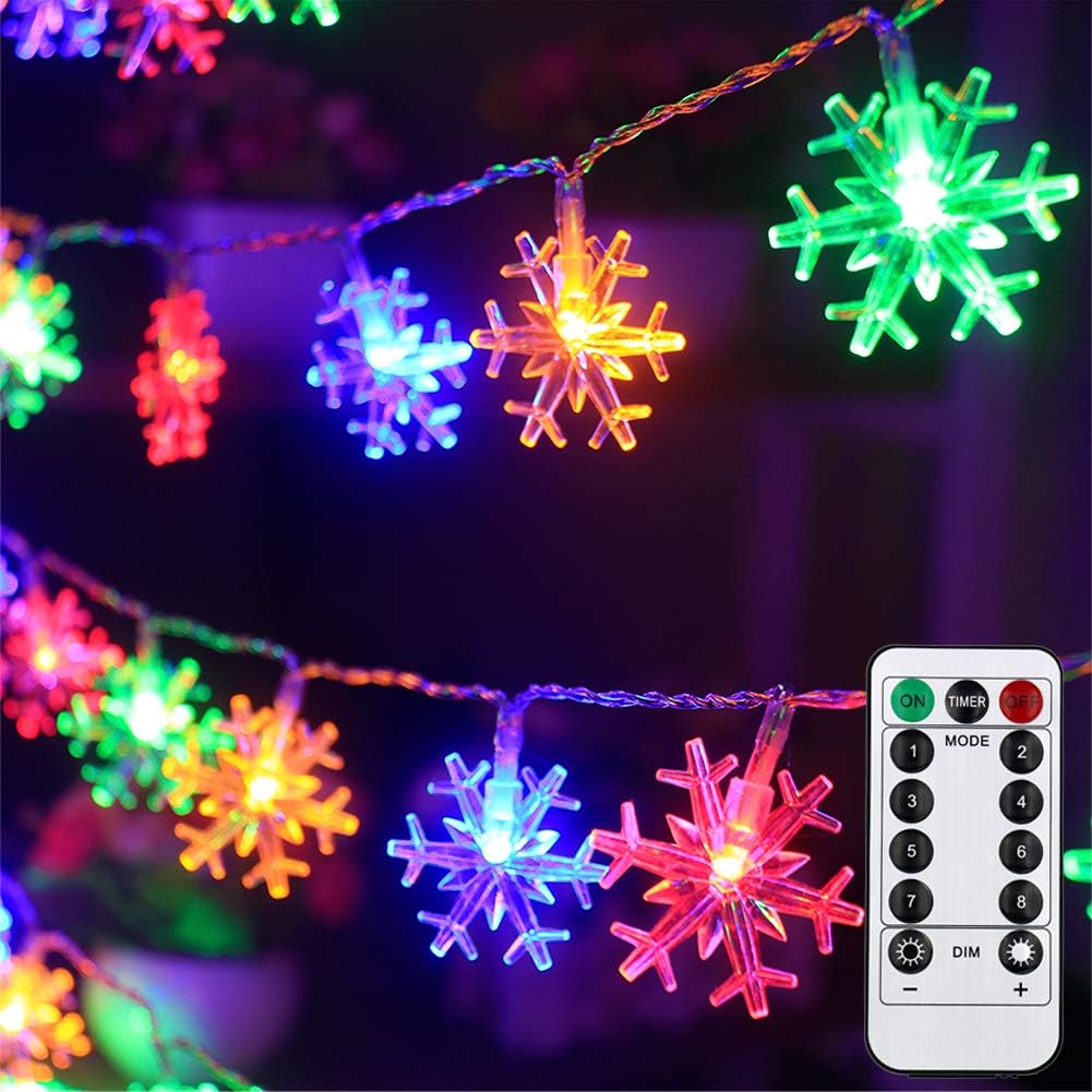 Amazon.com: Mankinlu Color Changing LED Snowflake Christmas Lights ...