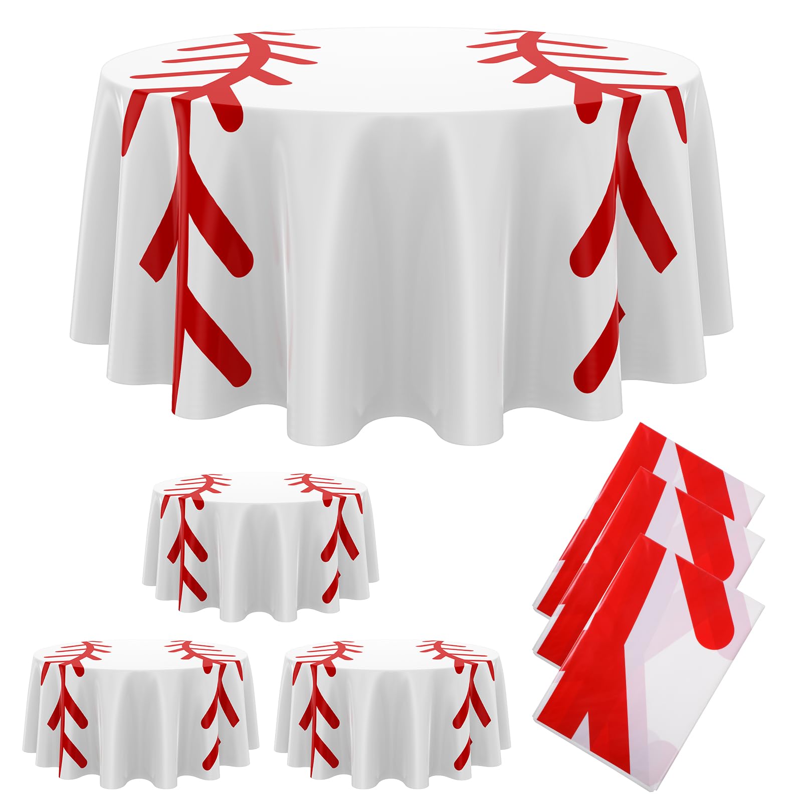 Amazon.com: Oudain 6 Pcs Round Baseball Tablecloth 84" Plastic Red ...