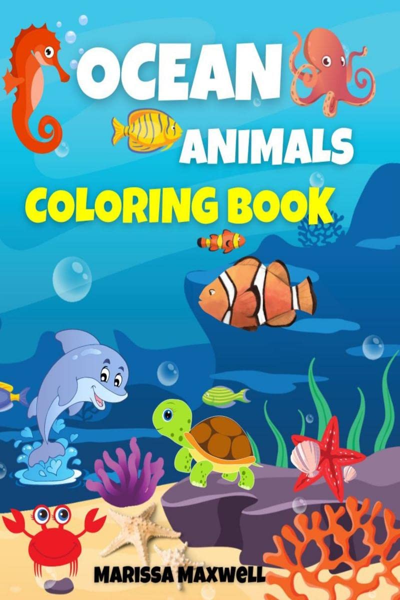Buy Ocean Animals Coloring Book : Coloring Pages of Cute and Adorable ...
