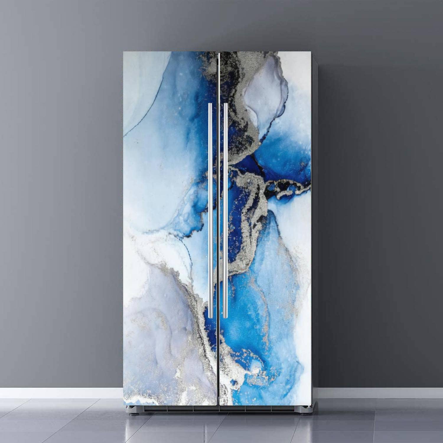 Amazon.com: BSPWIRFNZPL Self Adhesive Refrigerator Wrap Decal Blue ...