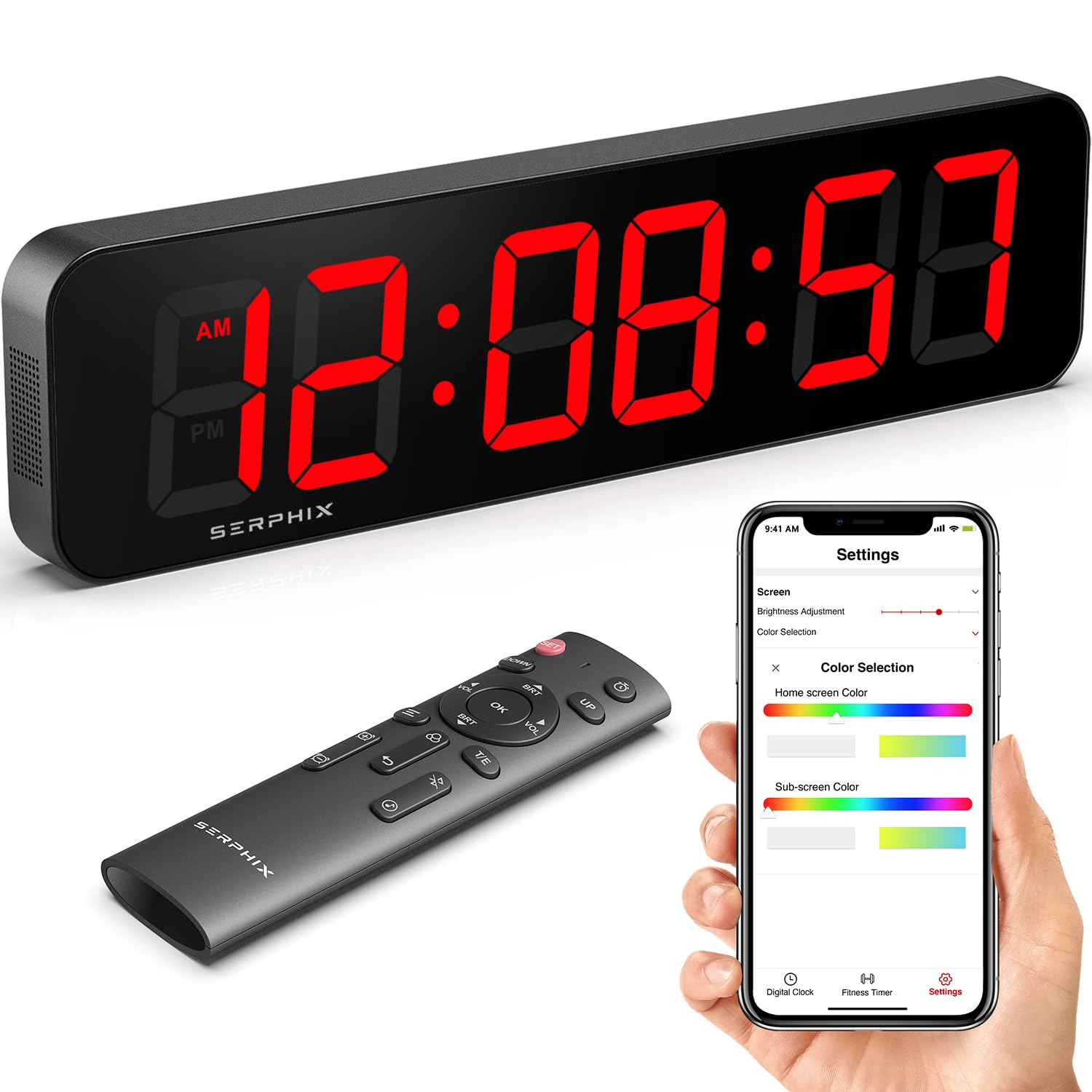 Amazon.com: 15.2" Large Digital Wall Clock with App & Remote Control ...