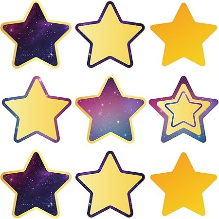Amazon.com: 48Pcs Colorful Galaxy Starss Cutouts Galaxy Starss Paper ...