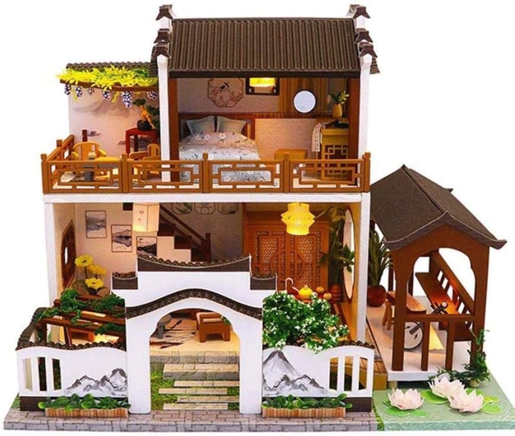 Amazon.com: LEONYS Model Toy-DIY Miniature Dollhouse Wooden Furniture ...