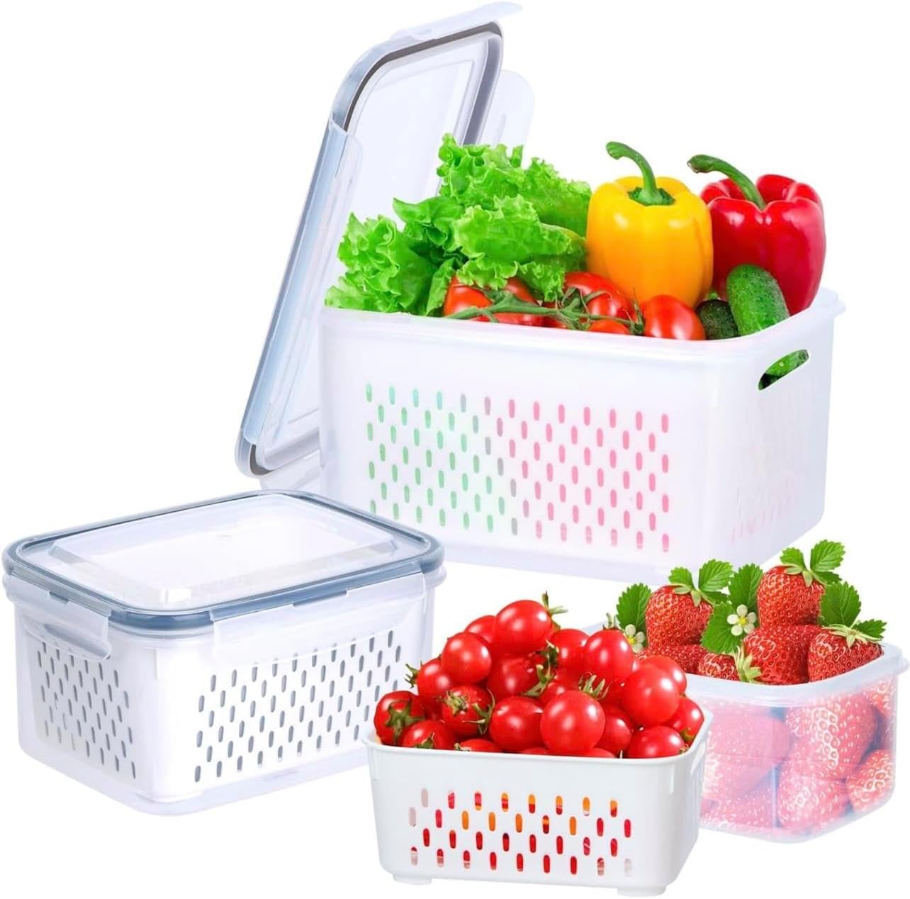 Amazon.com: 3 Pack Fruit Storage Containers For Fridge With Removable ...