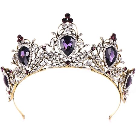 Amazon.com : Yfe Wedding Bridal Crown Purple Retro Vintage Crowns and ...