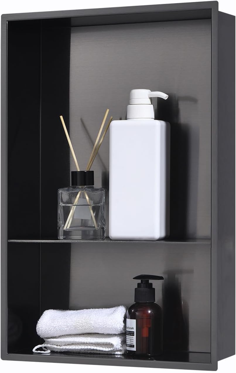 Amazon.com: ZDHHT Stainless Steel Shower Niche 12" X 18" Black Square ...