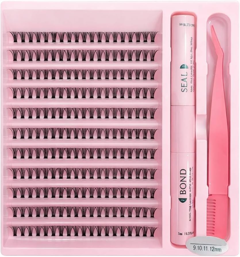 DIY Lash Extension Kit with 200 Cluster Lashes 9–12mm, Individual Lash ...