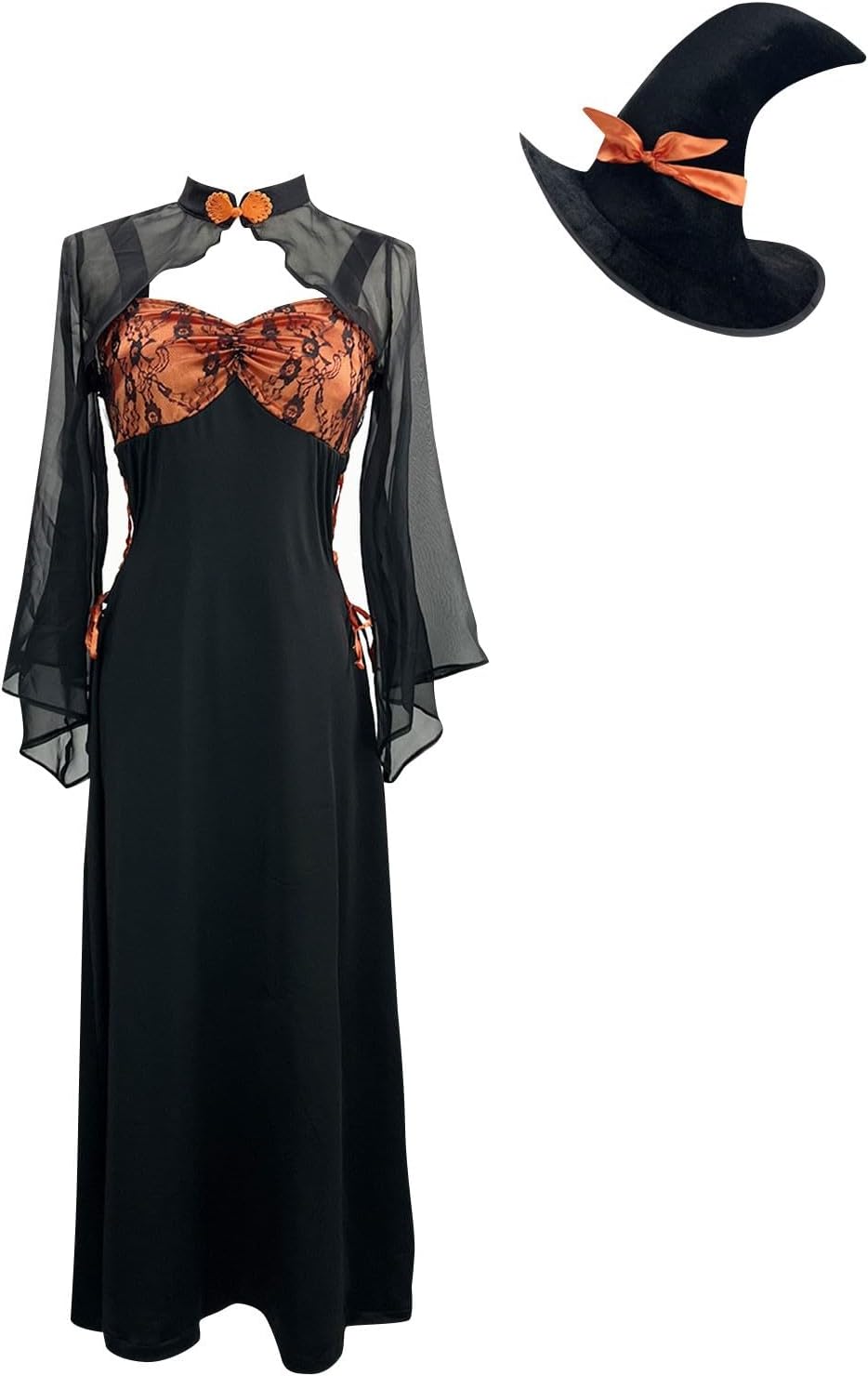 Amazon.com: Women Witch Costume Set Gothic Witch Clothing Dress Hat for ...