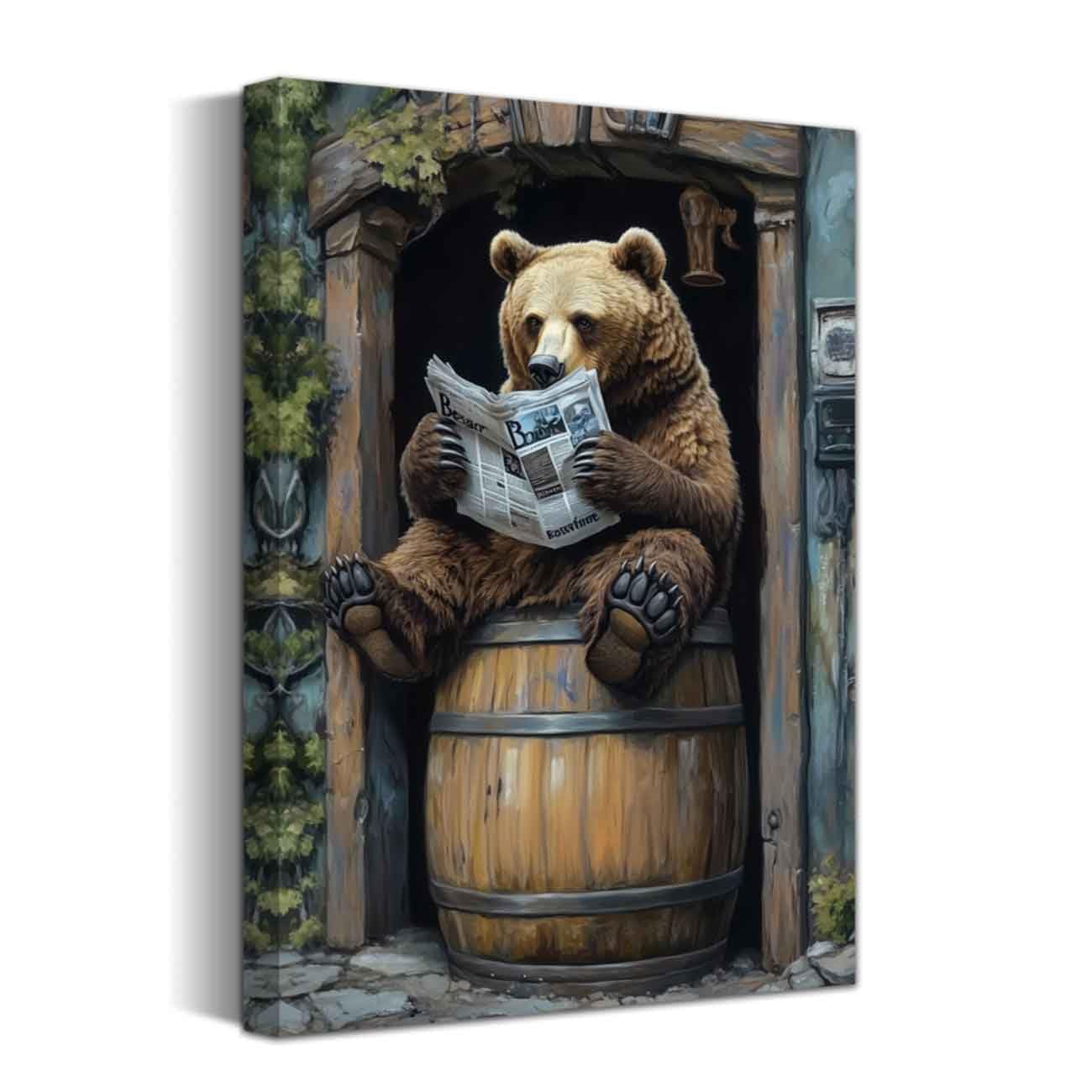 Amazon.com: QLMDYJSW Bear Canvas Wall Art Rustic Bear In Outhouse ...