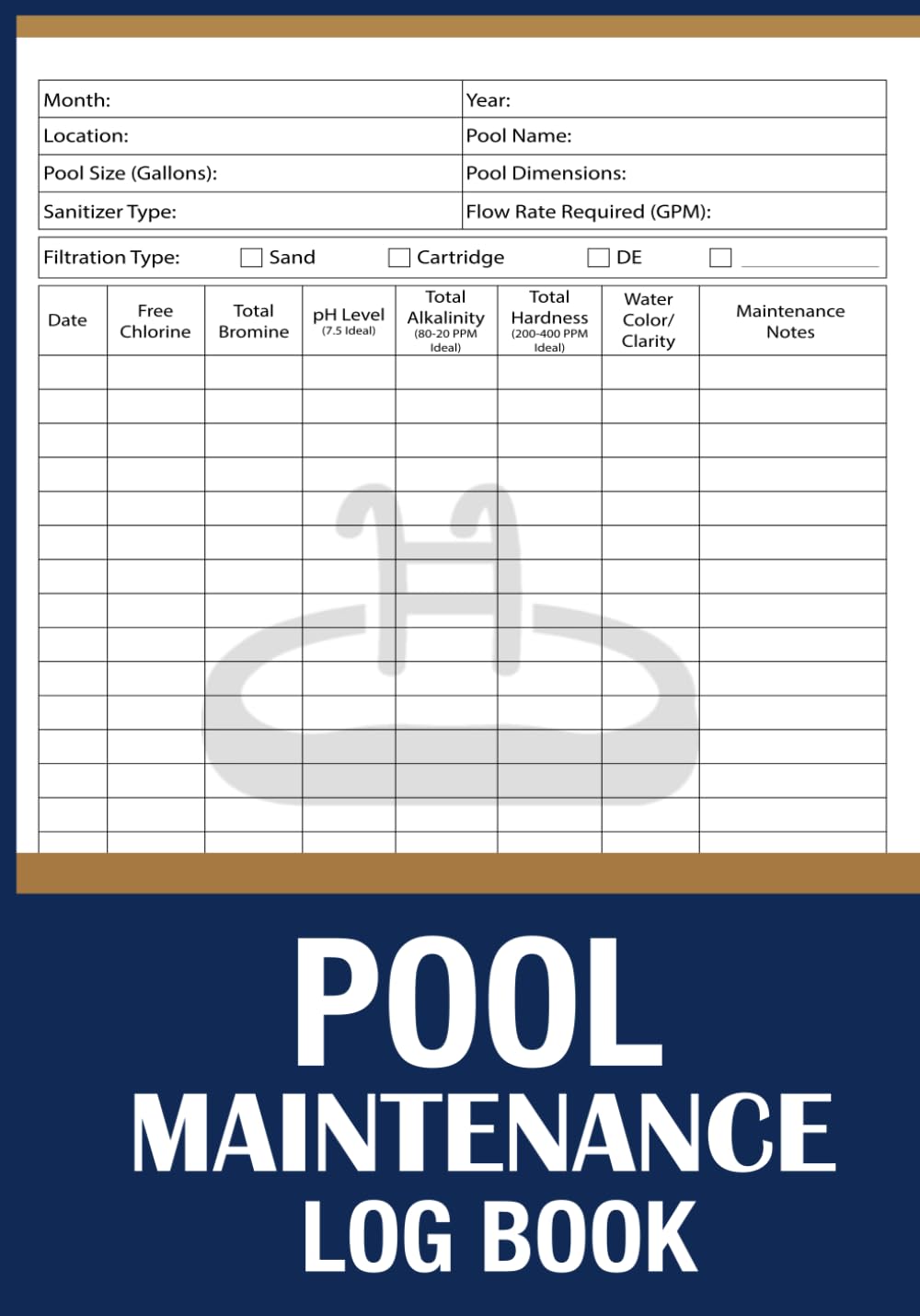 Pool Maintenance Log Book: Daily Pool Checklist For Keeping Track Of ...