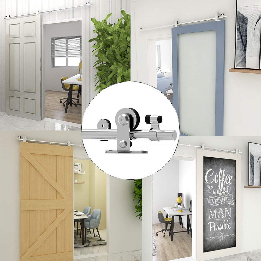 Amazon.com: TSMST 9FT Sliding Barn Door Hardware Kit, Top Mount ...