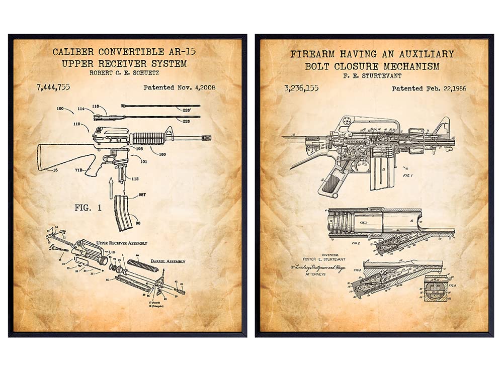 Amazon.com: Original M16, AR-15 Patent Print Set - Weapon Wall Decor ...