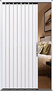 Folding Concertina Door 198cm Tall with Lock & Key, Heavy Duty Accordion Design for Internal Use ...