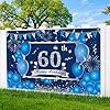 Amazon.com: 60th Birthday Decoration Banner - Navy Blue & Silver, Sixty ...