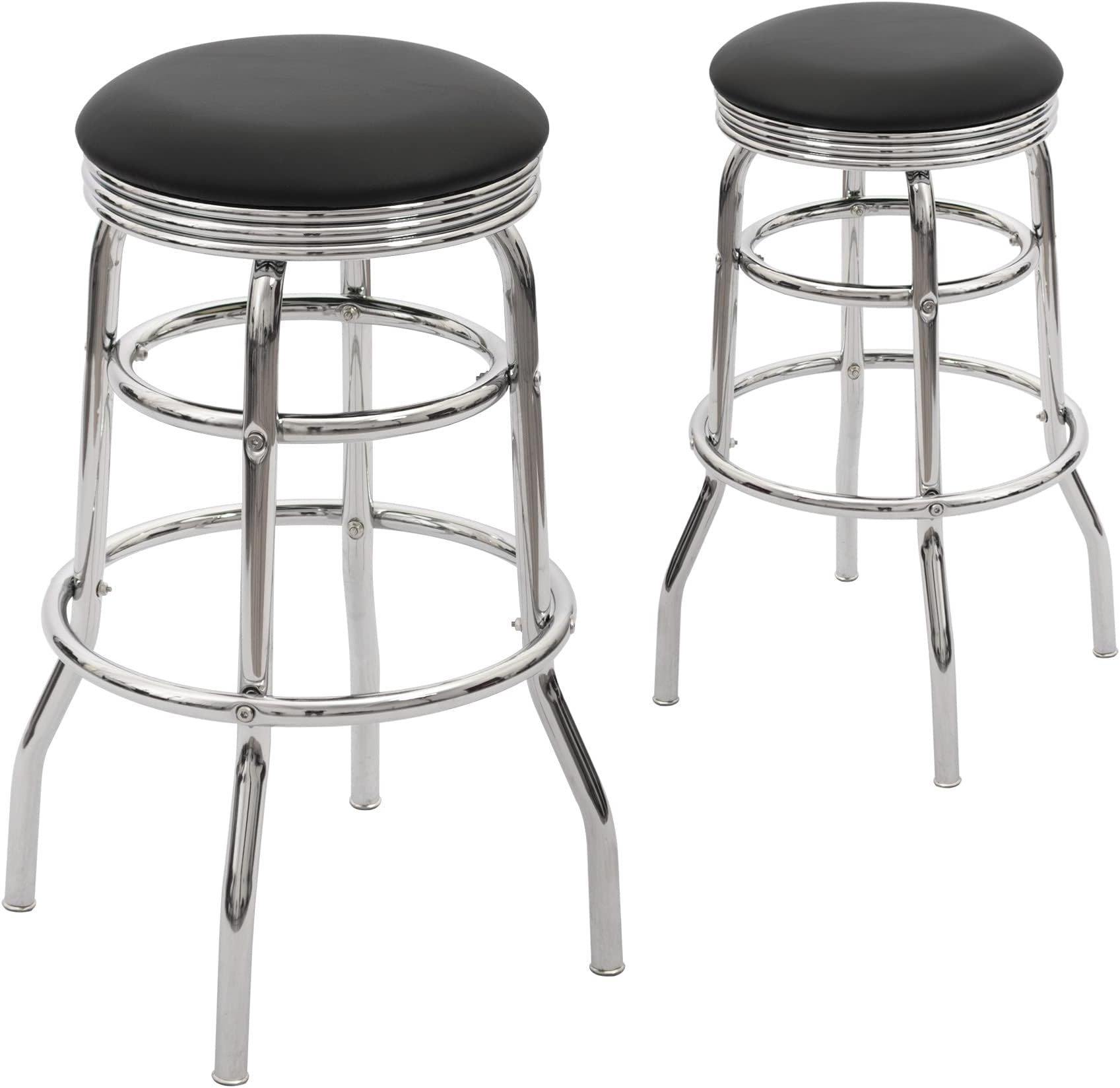 Amazon.com: Set of 2 50's Retro Nostalgic Style Black Bar Stools - 29"H ...
