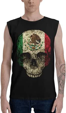Mexican Flag Mexican Skull Sleeveless T-Shirts Gym Fitness Singlet Vest ...