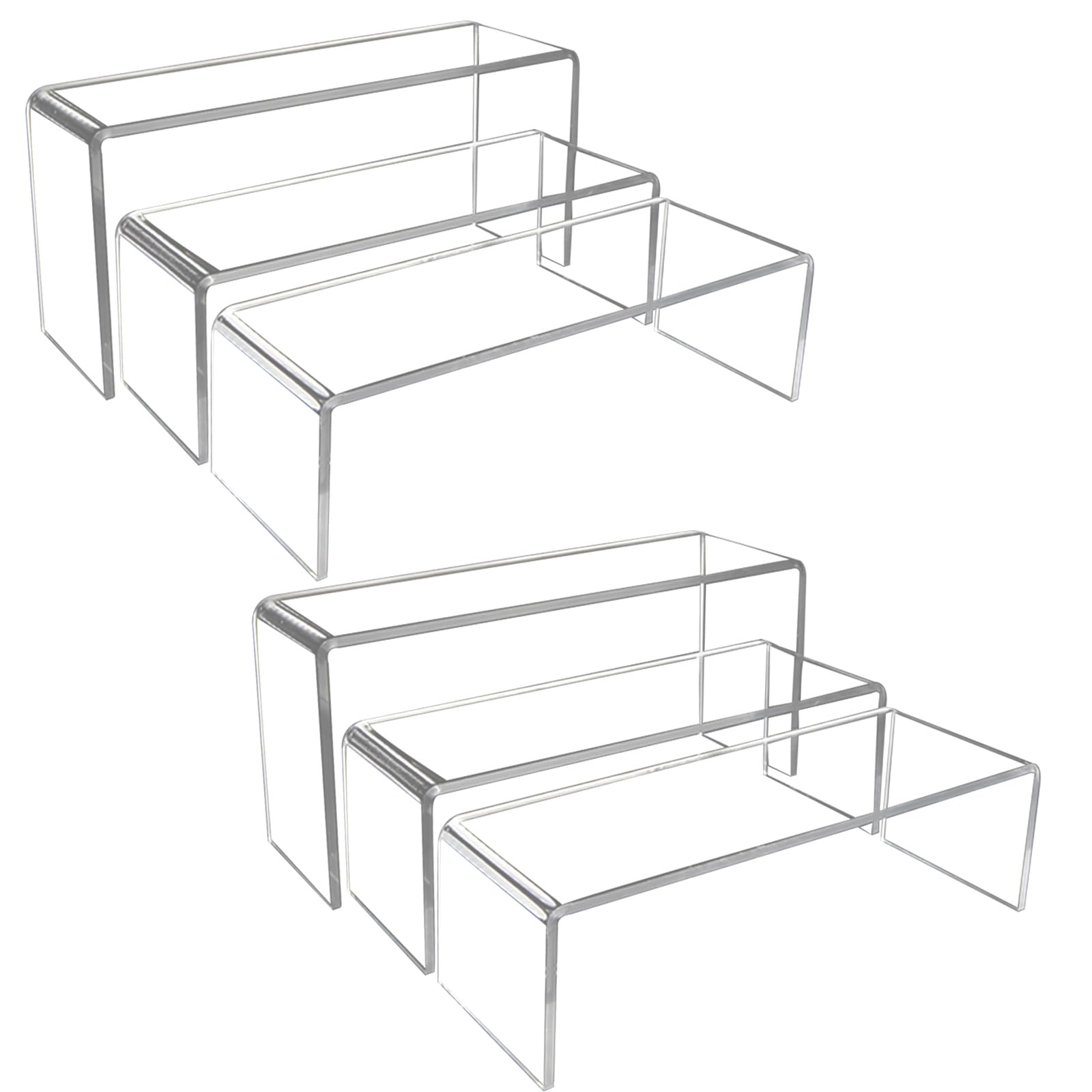 AHAQU 6PCS Acrylic Display Risers, 3 Steps Large Display Risers Stands ...