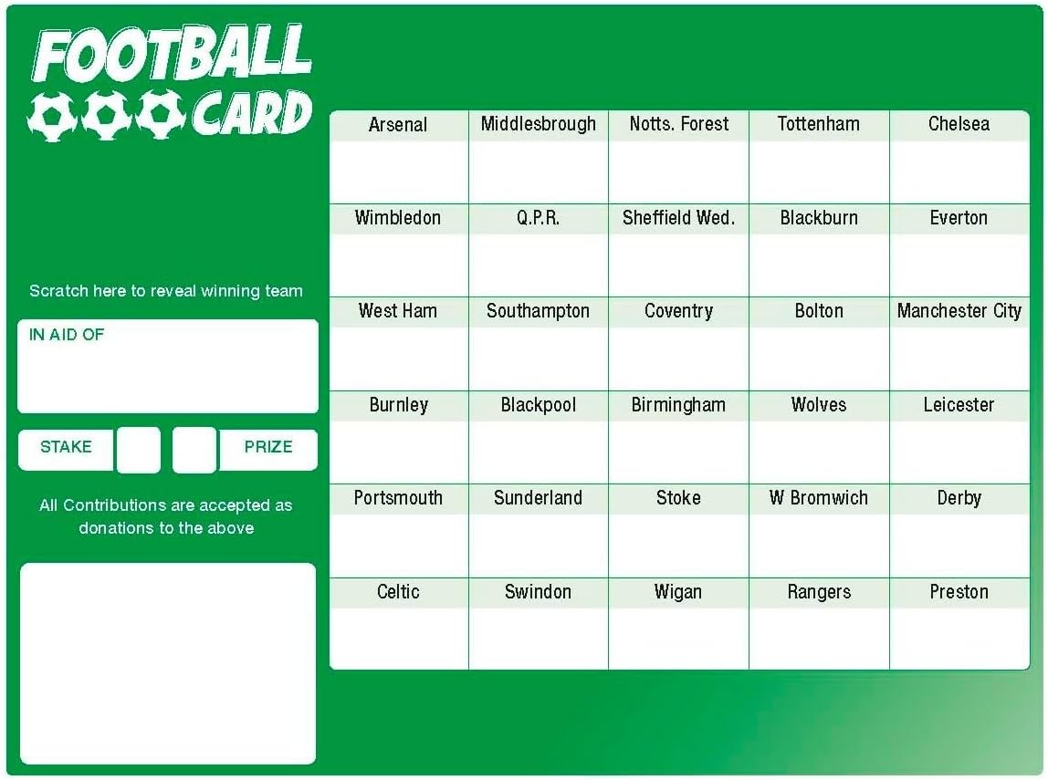 Thomas & Anca Club Supplies Ltd Football Fundraising Cards 30 Teams ...