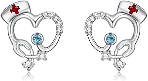Amazon.com: Nurse Earrings S925 Sterling Silver Stethoscope Earrings for Women Nurse Day Jewelry ...