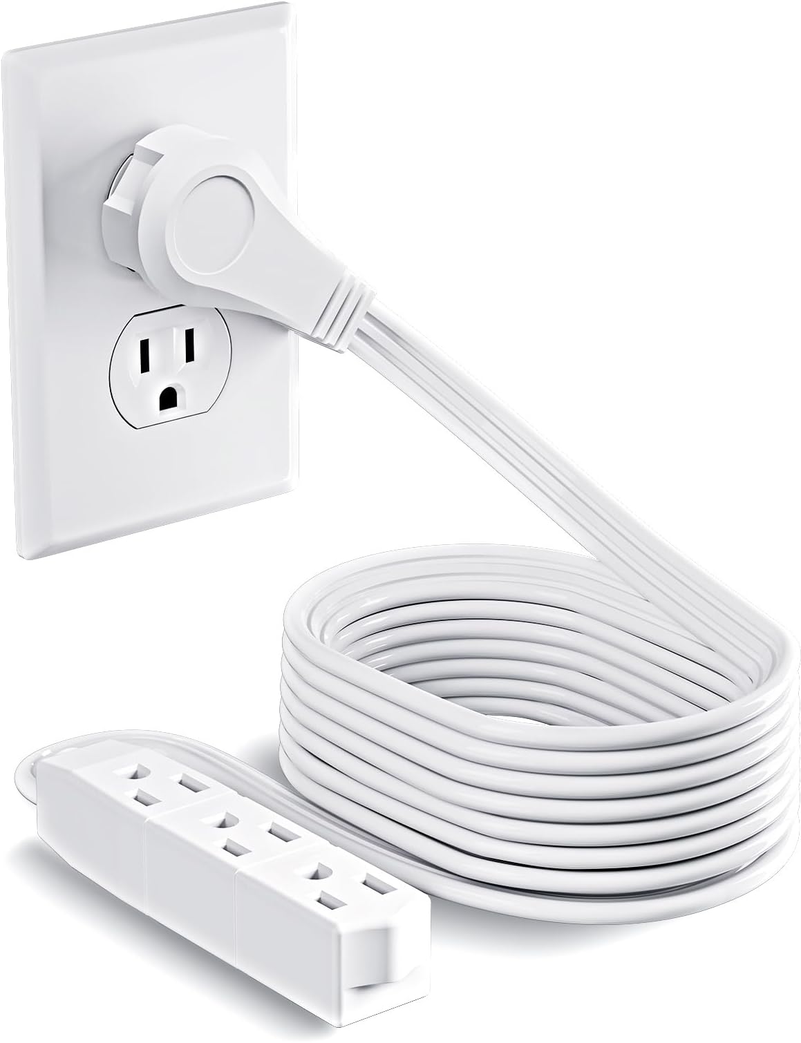 GE 3-Outlet Flat Extension Cord 15 Ft Grounded Extension Cord with ...