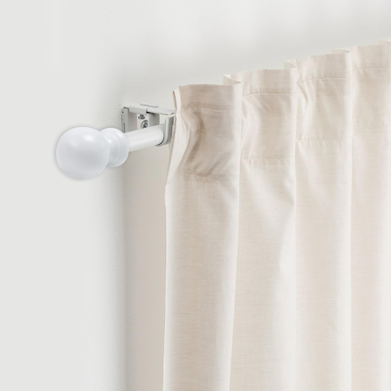 White Wood Curtain Rods Finials ASHLAND Adjustable White Curtain Rod