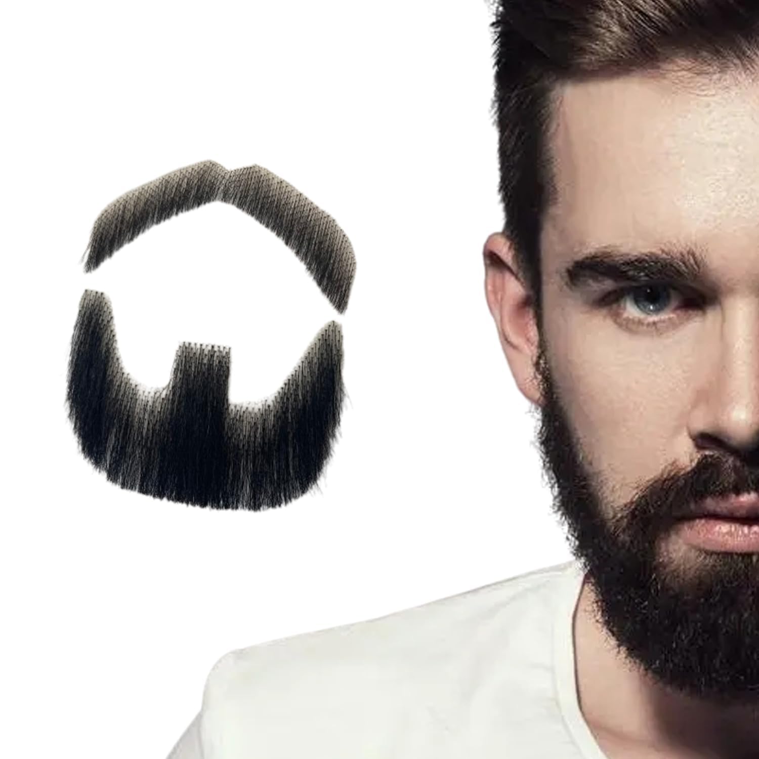 Amazon.com : Voloria Fake Beard Human Hair Full Hand Tied Facial Hair ...