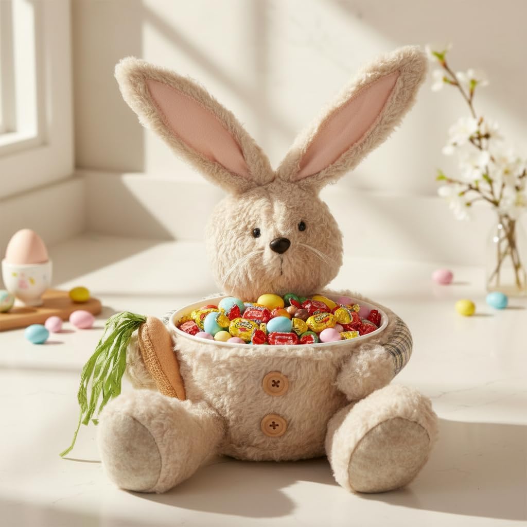 Mr Crimbo Plush Easter Bunny Treat Holder XS7885 – 35cm Soft Rabbit ...