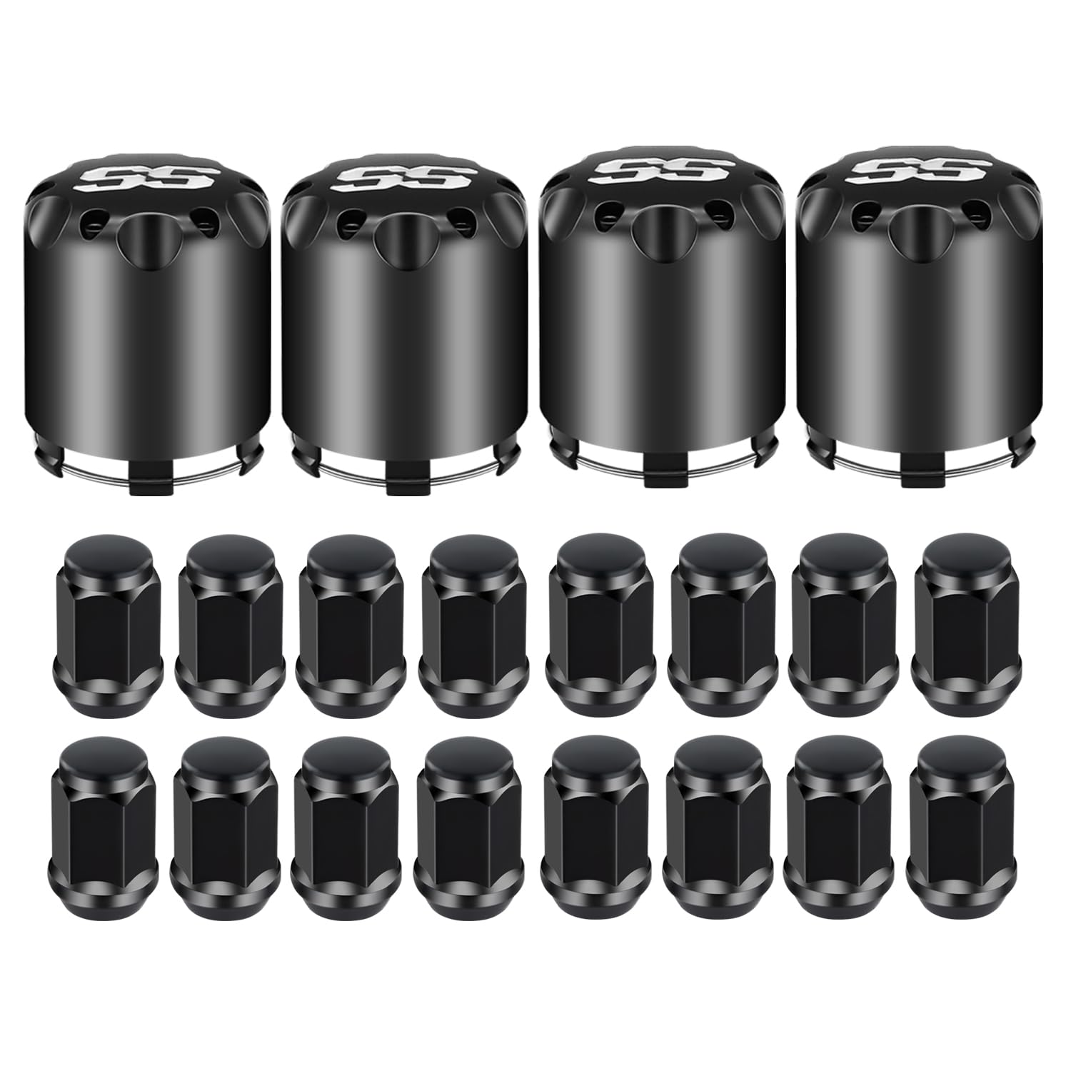Amazon.com: CLUBRALLY Black Golf Cart Center Caps & Wheel Lug Nuts Kit ...