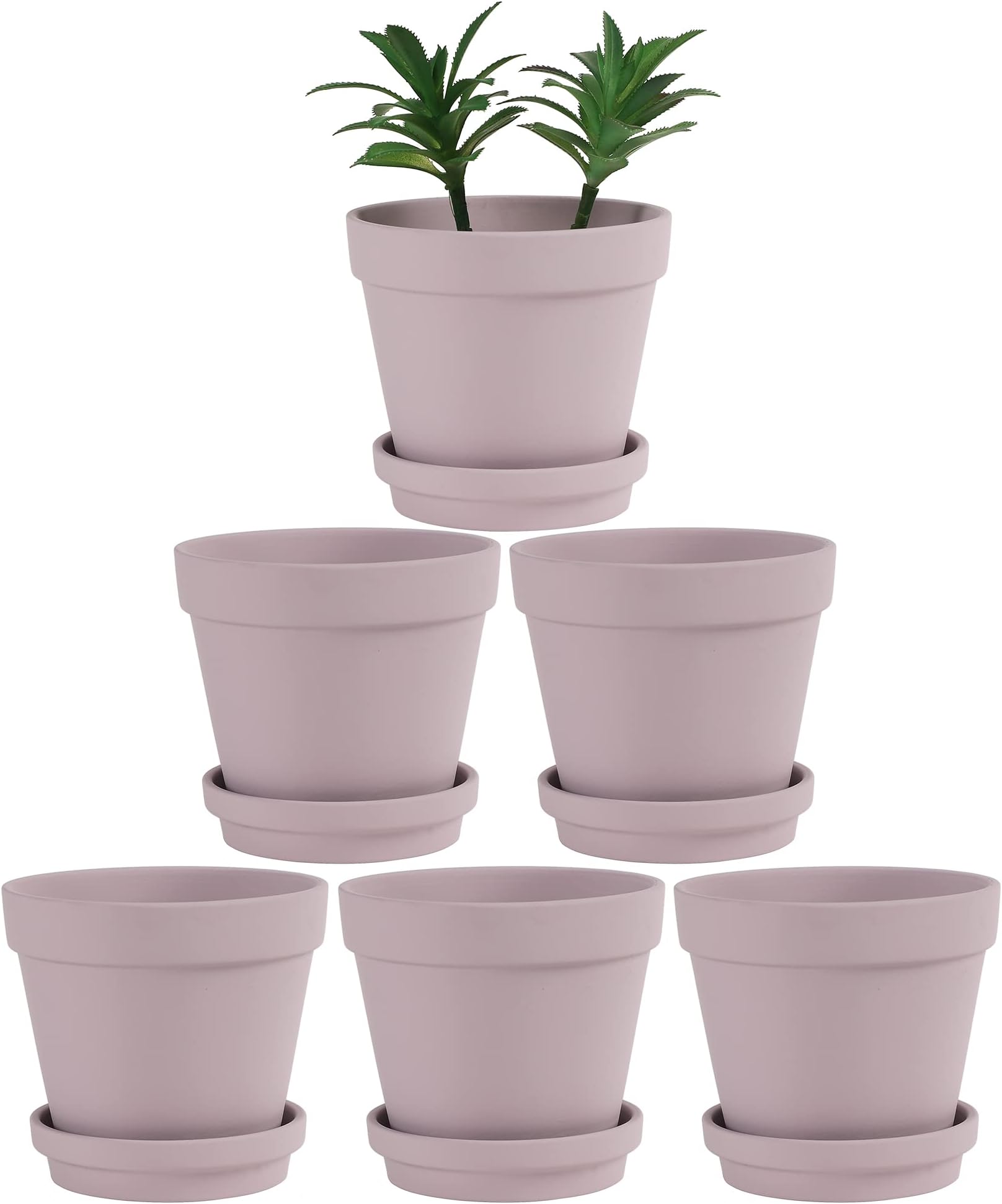 Amazon.com: Terra Cotta Pots with Saucer- 6-Pack Large Terracotta Pot ...