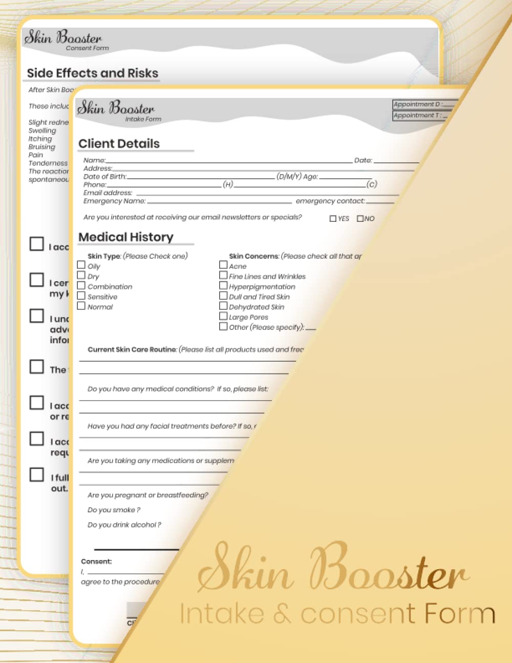 Skin Booster Intake & Consent Form Book: To keep your business ...