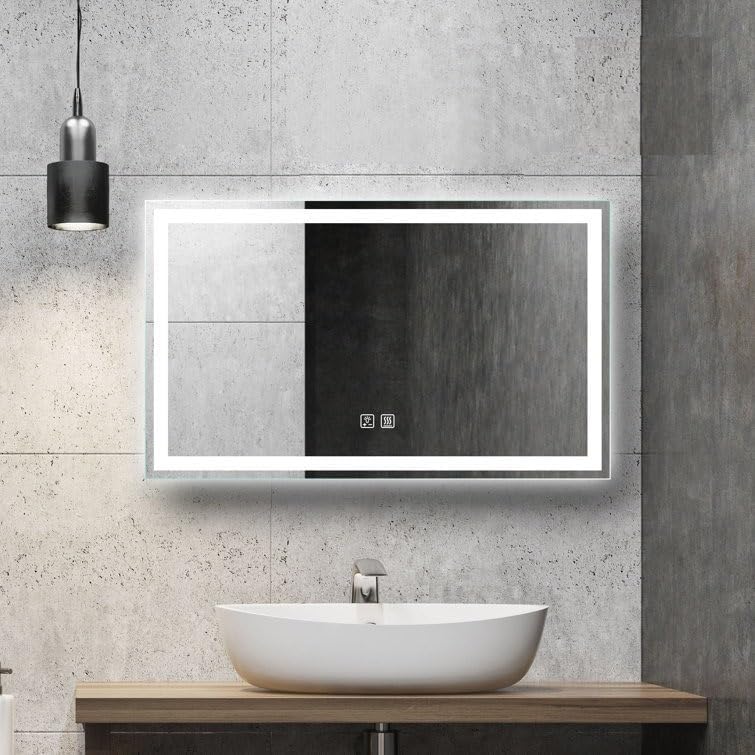 VENETIAN IMAGE Bathroom Mirror with LED Lights, 60x100 CM Illuminated ...