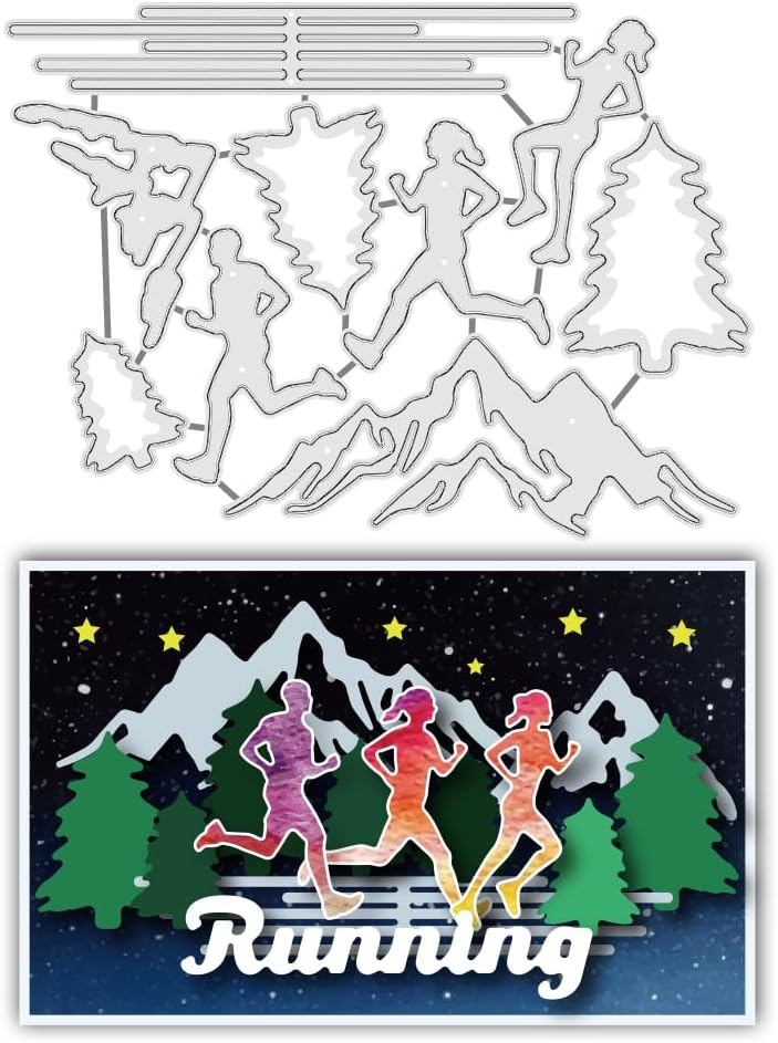 Amazon.com: BENECREAT Running Cutting Dies Stencils Sport Embossing ...
