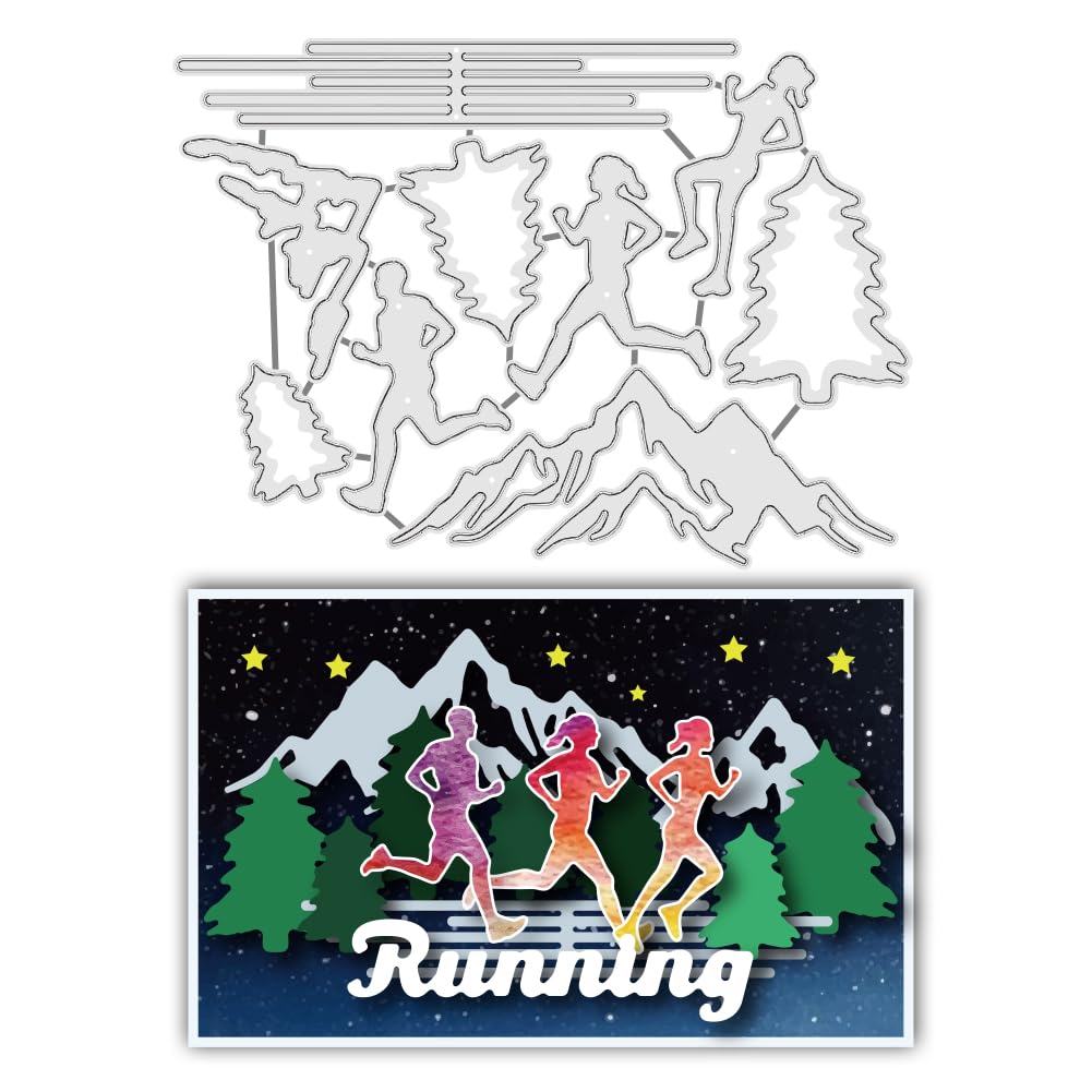 Amazon.com: BENECREAT Running Cutting Dies Stencils Sport Embossing ...