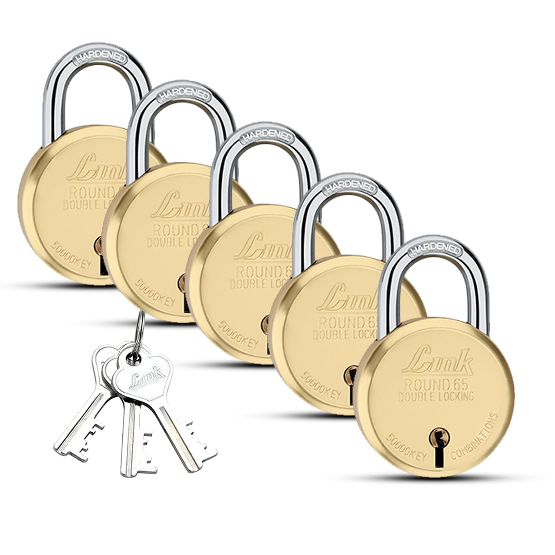 Link 65mm New Brass Round Padlocks 5Pcs Set | 50000 Computerised Key ...