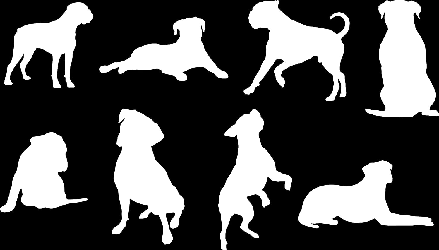 Pet Boxer Dog Silhouette 8 Cute Stickers Pack - Scrapbook Stickers ...
