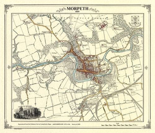 Amazon | Morpeth 1859 Coloured (Heritage Cartography Victorian Town Map ...