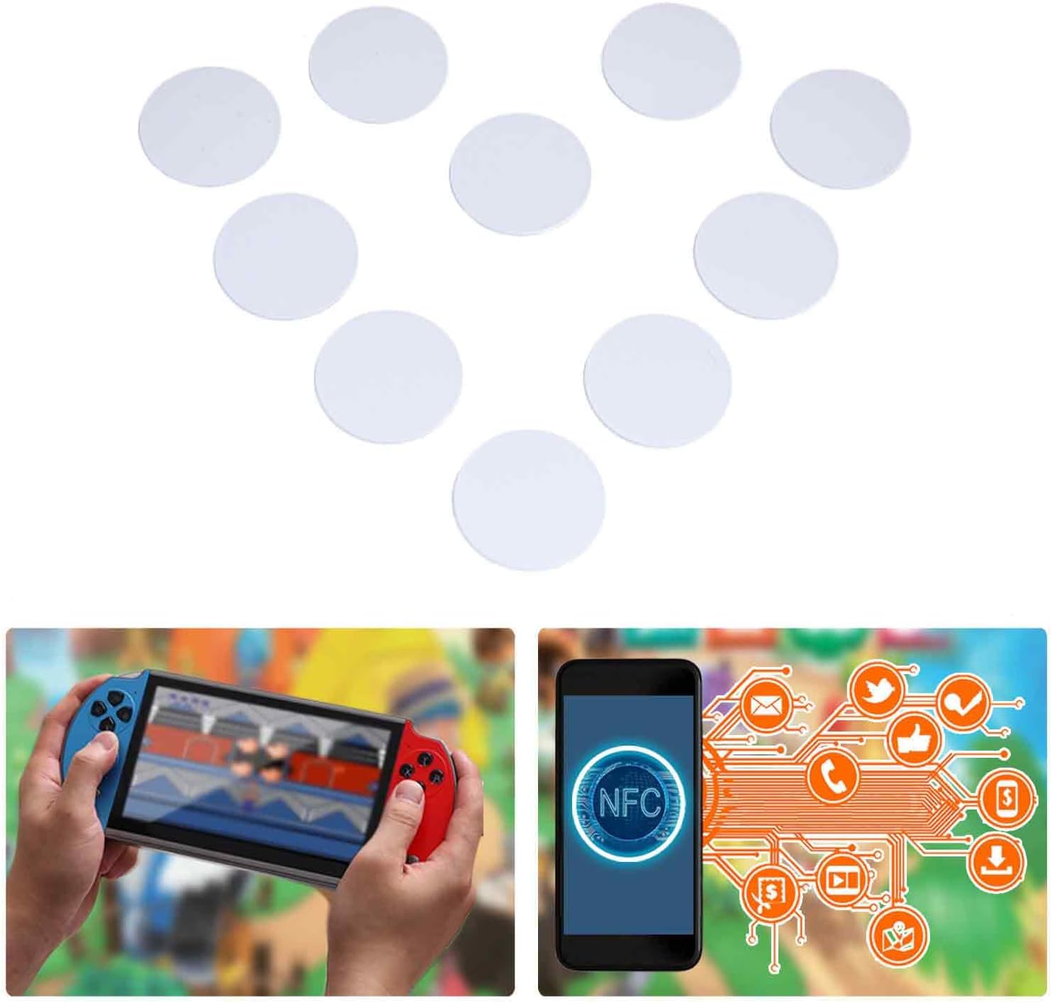 Amazon.com : Itoonan 10 Pieces NFC Tags,NFC Cards,Programable NTAG 215 ...