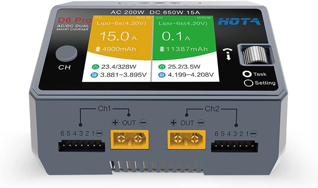 Amazon.com: HOTA D6 Pro Lipo Charger AC200W DC650W 15A for LiHv Nicd ...