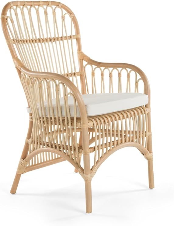 Amazon.com: Kouboo Rattan Loop Armchair with Seat Cushion White Set of ...