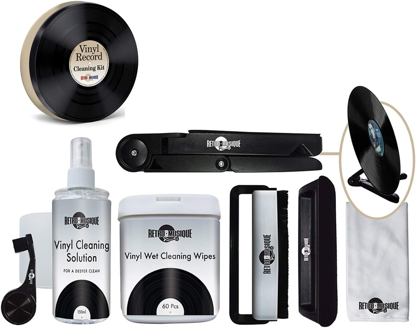 Retro Musique Complete Vinyl Record Cleaning Kit, Housed in a Retro ...