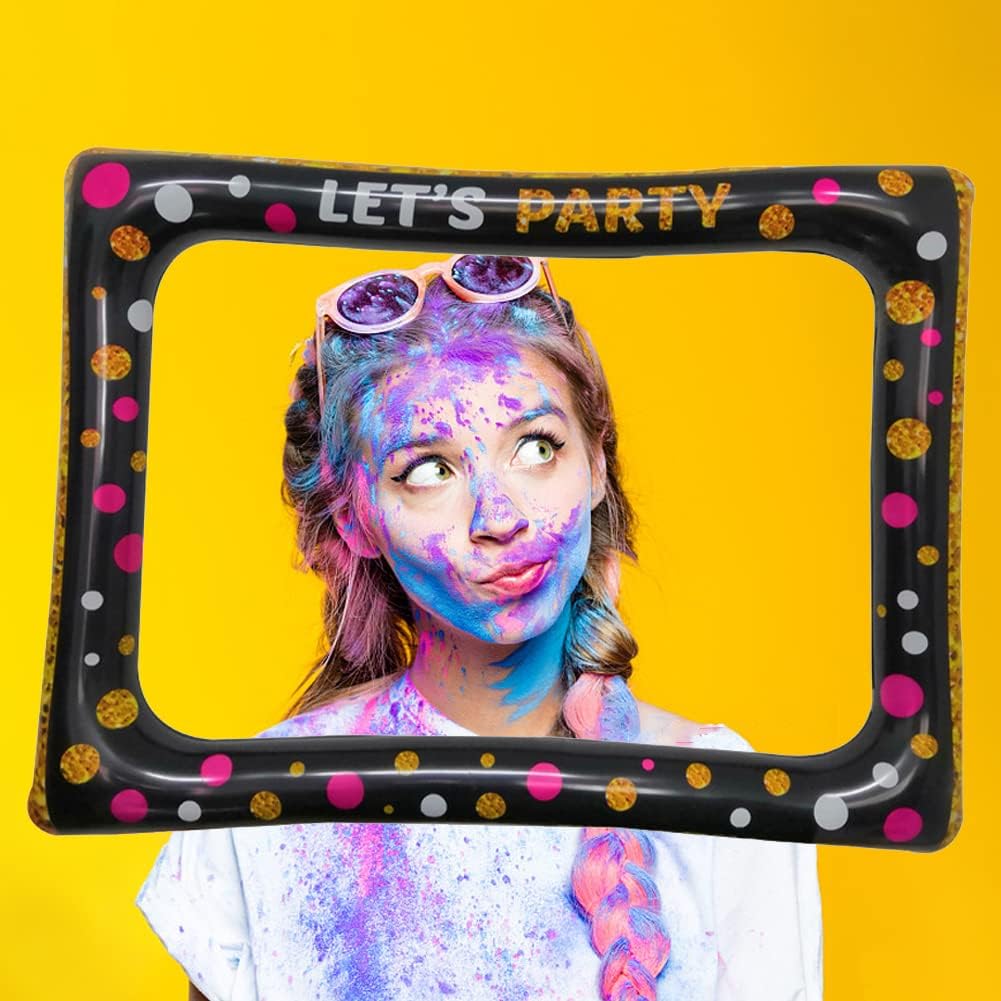 Inflatable Selfie Frame,Birthday Photo Booth Props,Black Gold Giant ...
