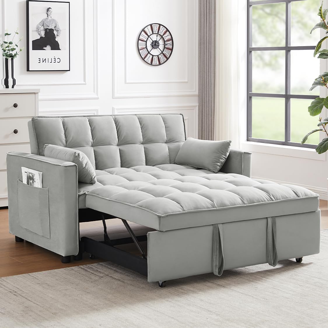 Amazon.com: Lin-Utrend 55''Convertible Sleeper Sofa Couch with ...