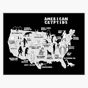 Amazon.com - Map of Cryptids in The USA Bumper Sticker Vinyl Decal 5"
