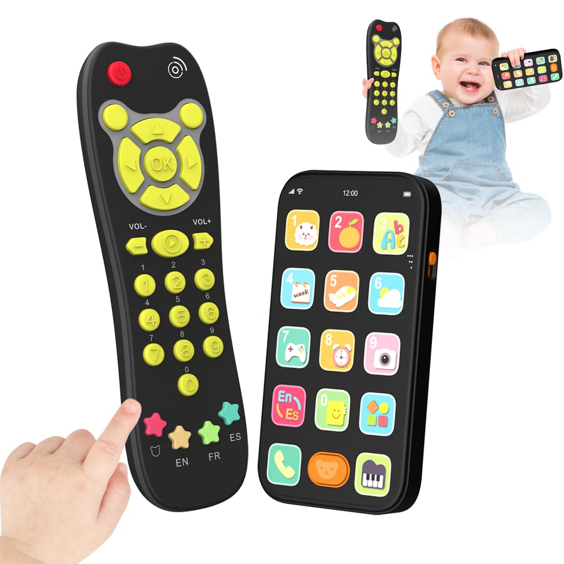 Amazon.com: Toy Phone Baby Remote Control Toy Set, Play Phones TV ...